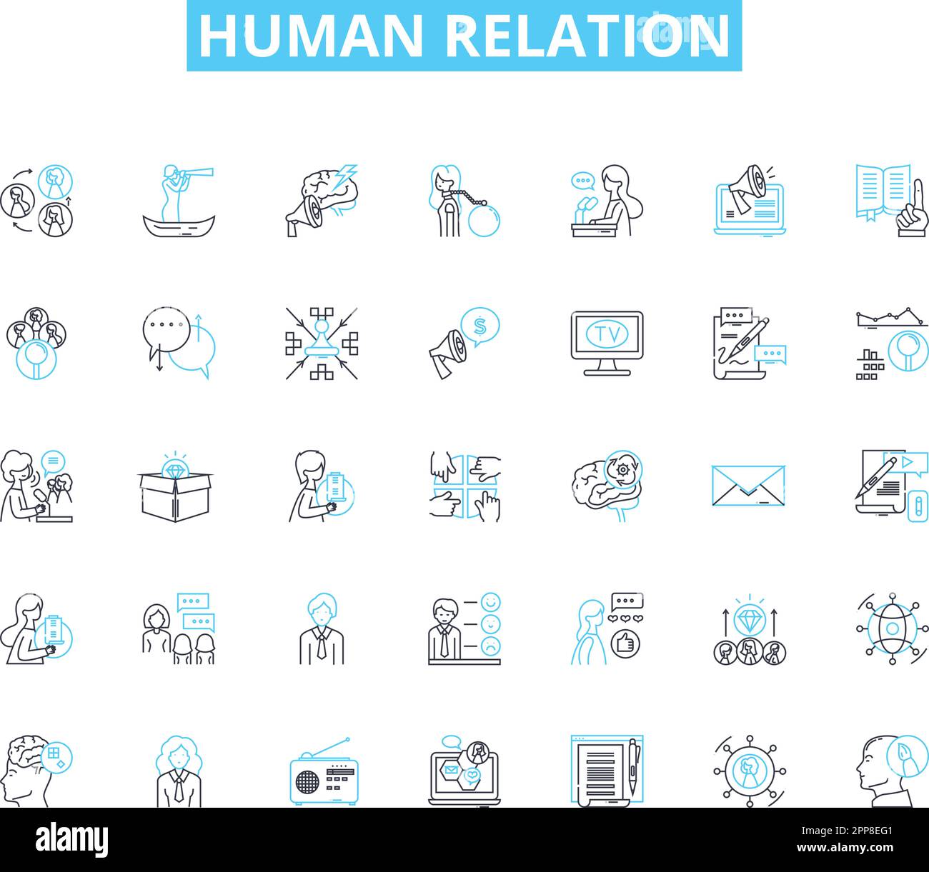 Human Relation Linear Icons Set Empathy Communication Trust