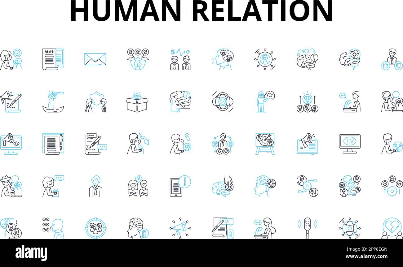 Human relation linear icons set. Empathy, Communication , Trust ...