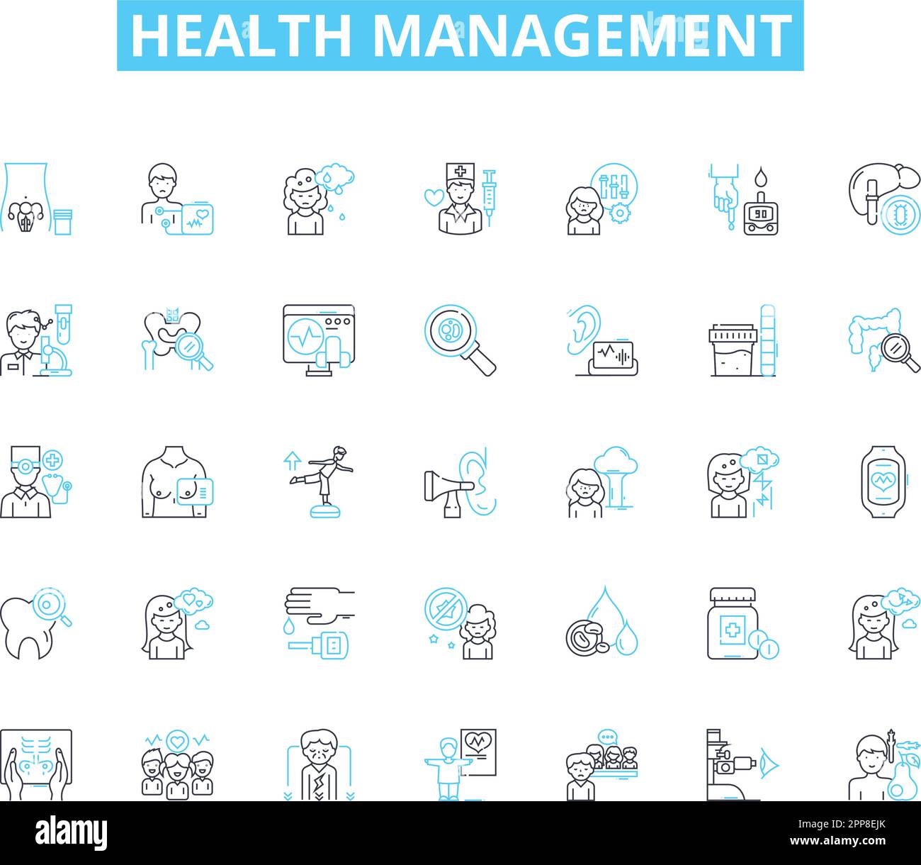 Health management linear icons set. Wellness, Fitness, Nutrition ... Health management linear icons set. Wellness, Fitness, Nutrition ...