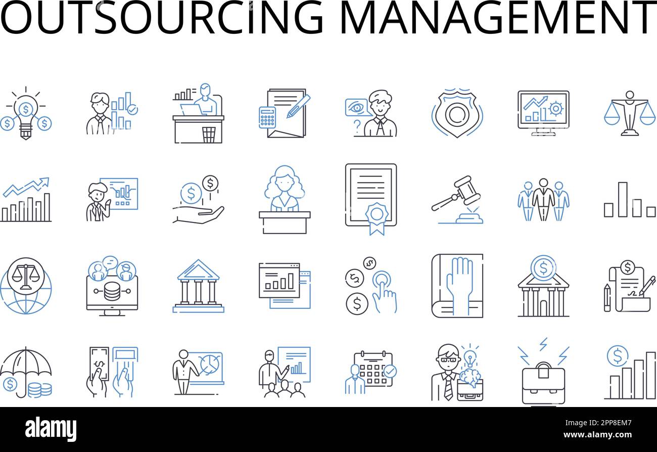 Outsourcing management line icons collection. Change management, Risk ... Outsourcing management line icons collection. Change management, Risk ...