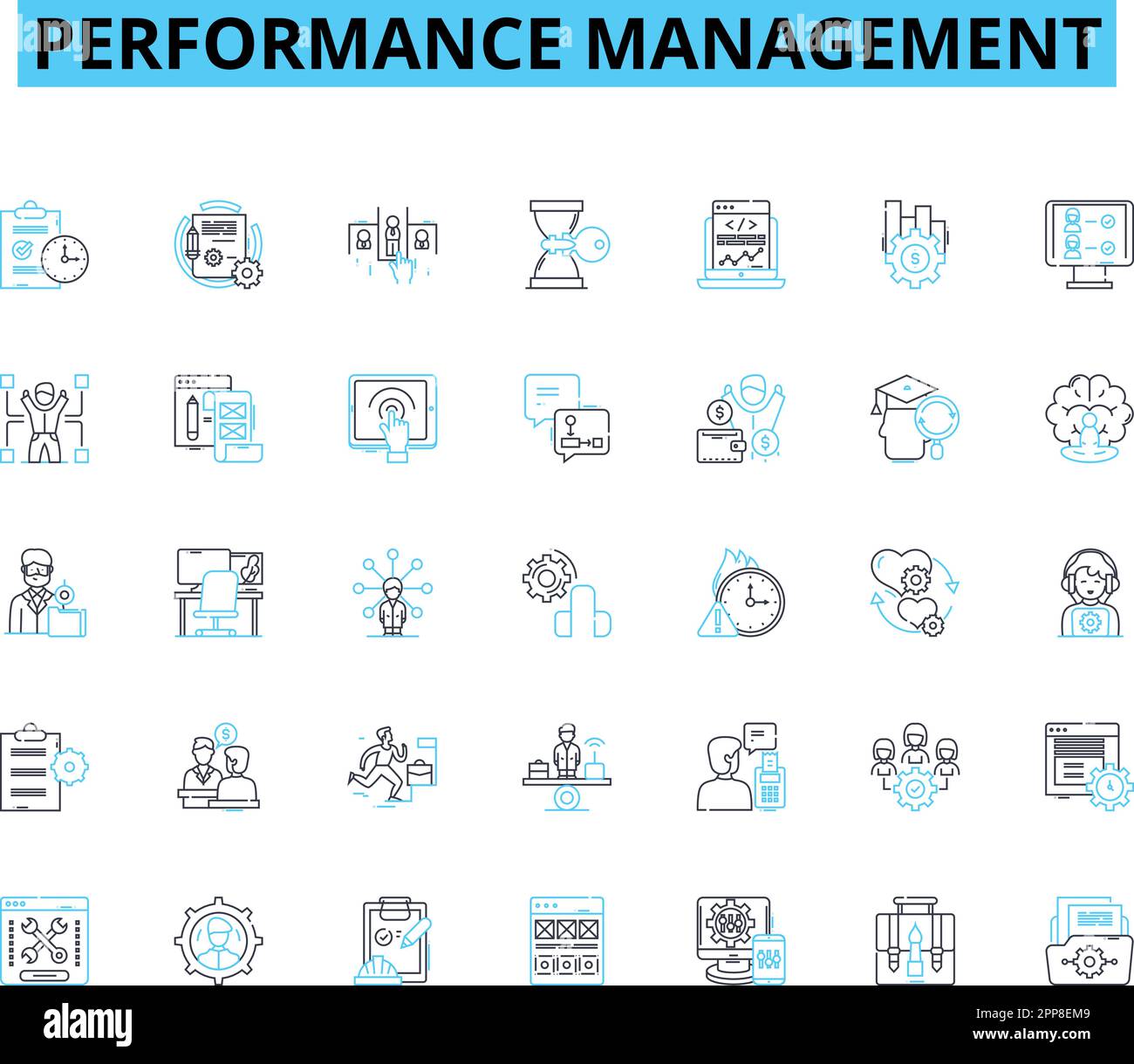 Performance management linear icons set. Metrics, Feedback, Goals ... Performance management linear icons set. Metrics, Feedback, Goals ...