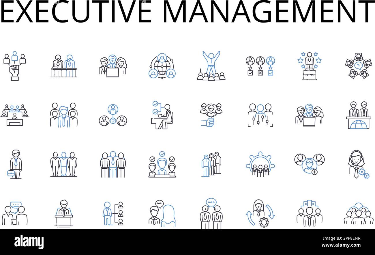 Executive management line icons collection. Administrative leadership, Business governance ...