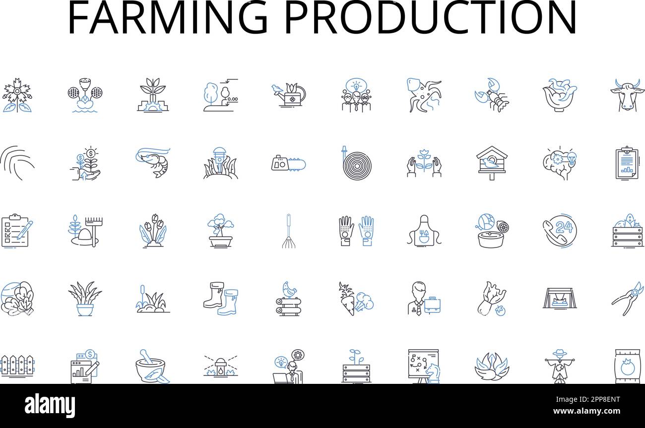Farming production line icons collection. Ambition, Success, Passion ...