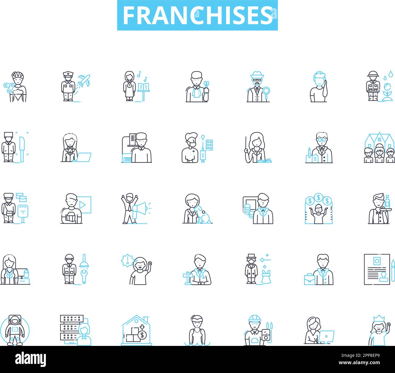 Franchises linear icons set. Opportunity, Investment, Partnership ...