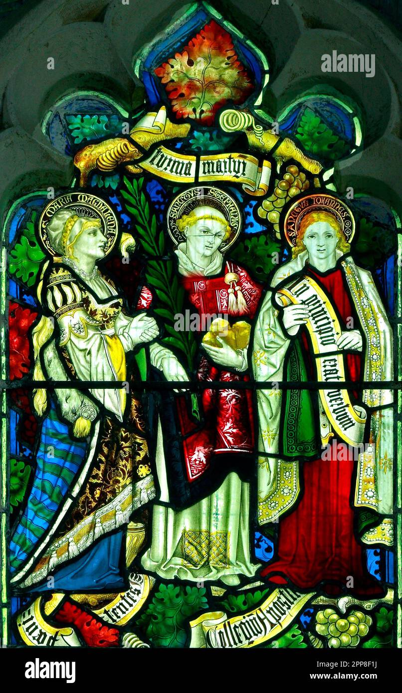 Mary Magdalene, St. Stephen, St. Joanna, stained glass window, by ...