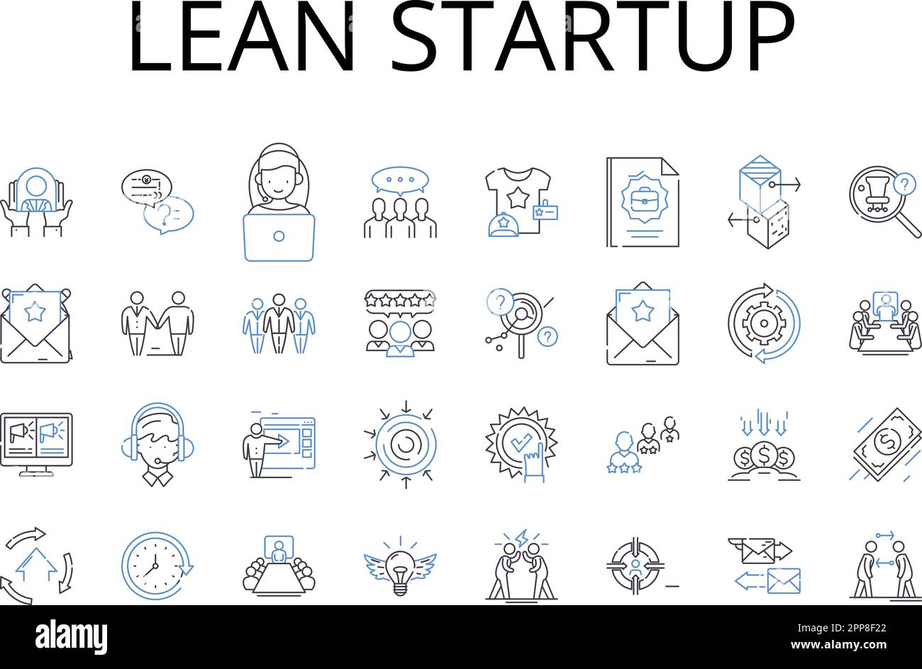 Lean Startup Line Icons Collection Agile Development Scrum