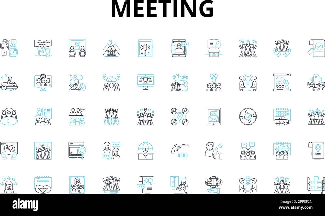 Meeting linear icons set. Collaboration, Dialogue, Convergence ...