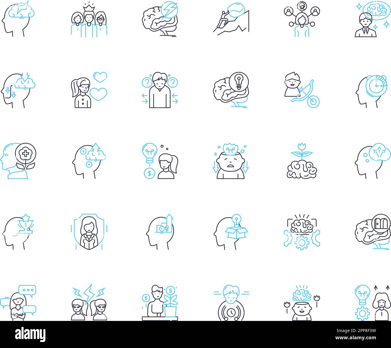 Behavioral Therapy linear icons set. Approach, Change, Cognition ...