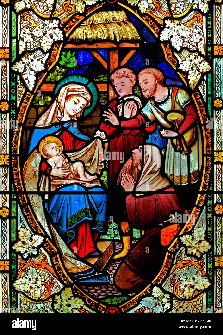 The Nativity, Birth of Jesus, stained glass window, by Ward & Hughes ...