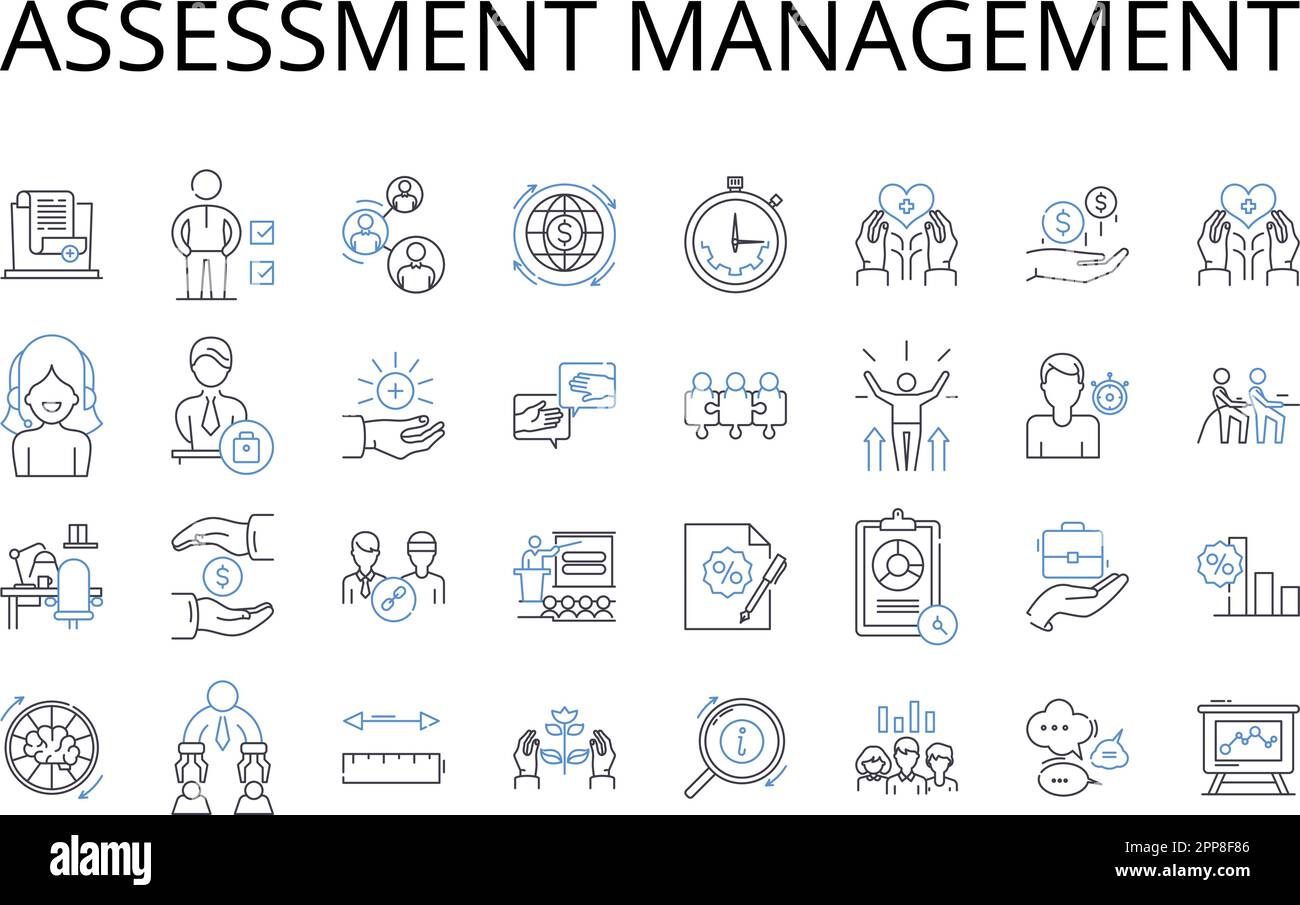 Assessment management line icons collection. Risk control, Budget ... Assessment management line icons collection. Risk control, Budget ...