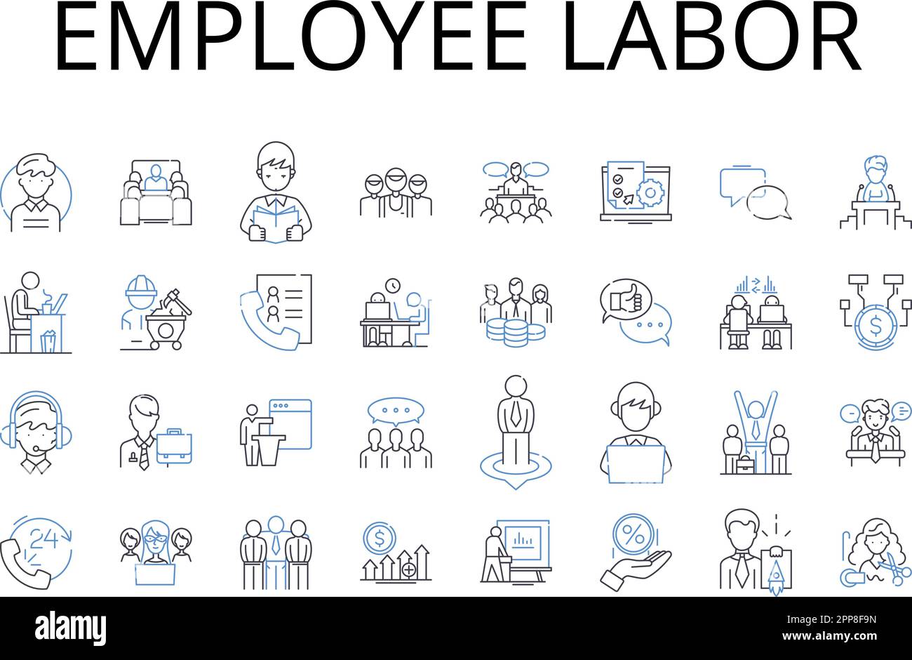 Employee labor line icons collection. Job work, Staff personnel ...
