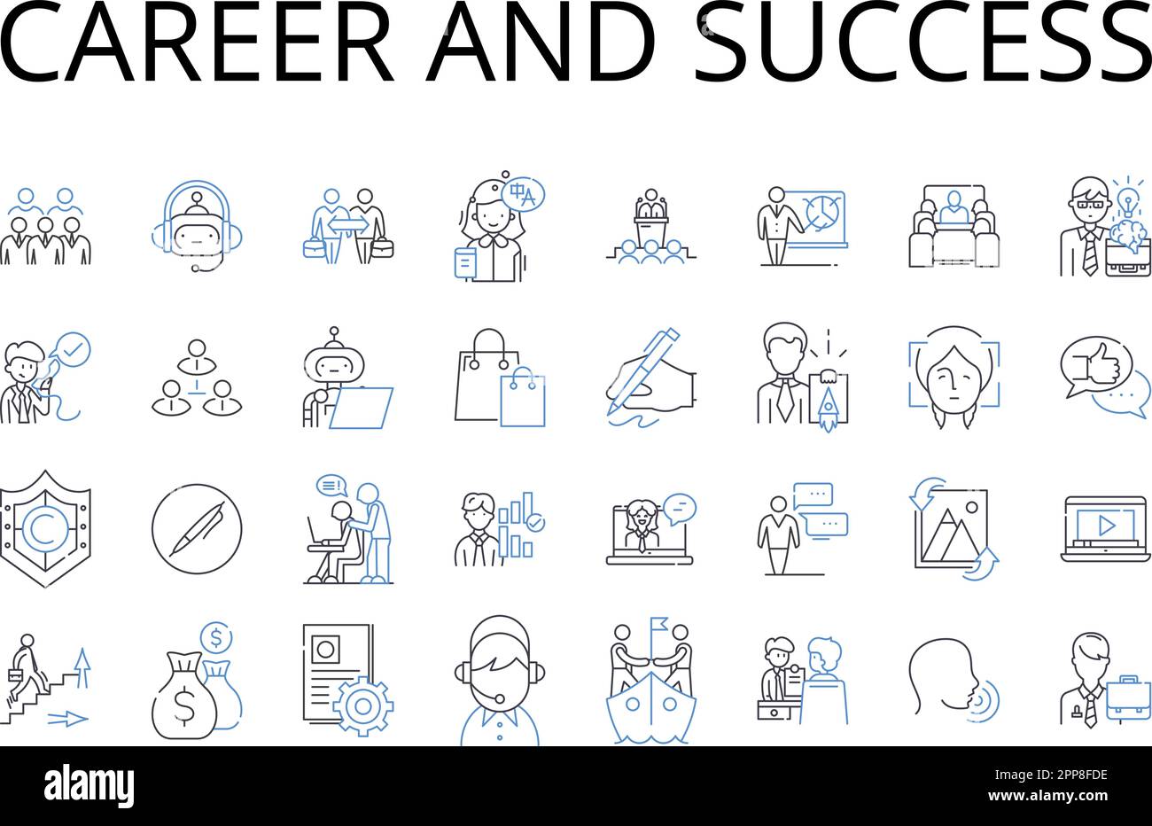 Career and success line icons collection. Profession, Occupation, Job ...