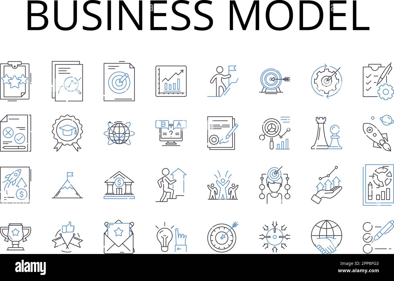 Business Model line icons collection. Sales Strategy, Marketing Plan ...