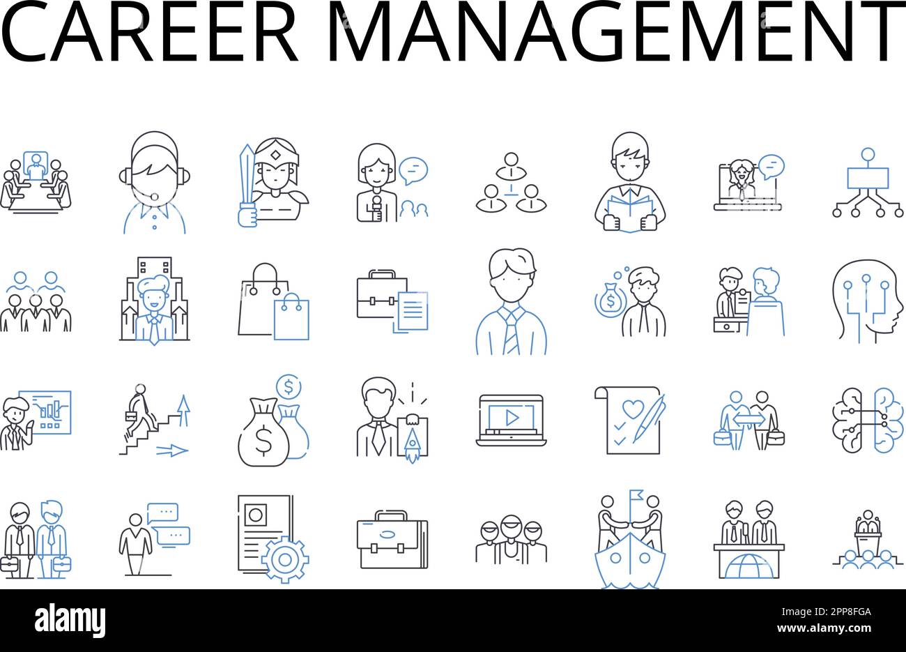 Career management line icons collection. Job development, Work progress, Employment strategy ...
