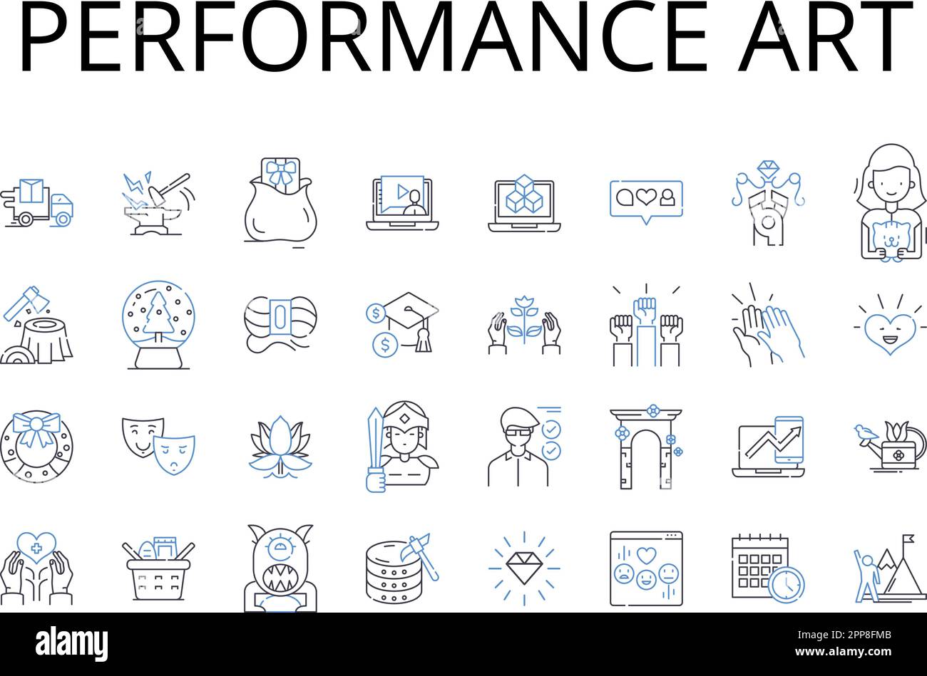 performance art line icons collection. visual arts, decorative arts, fine arts, liberal arts ...