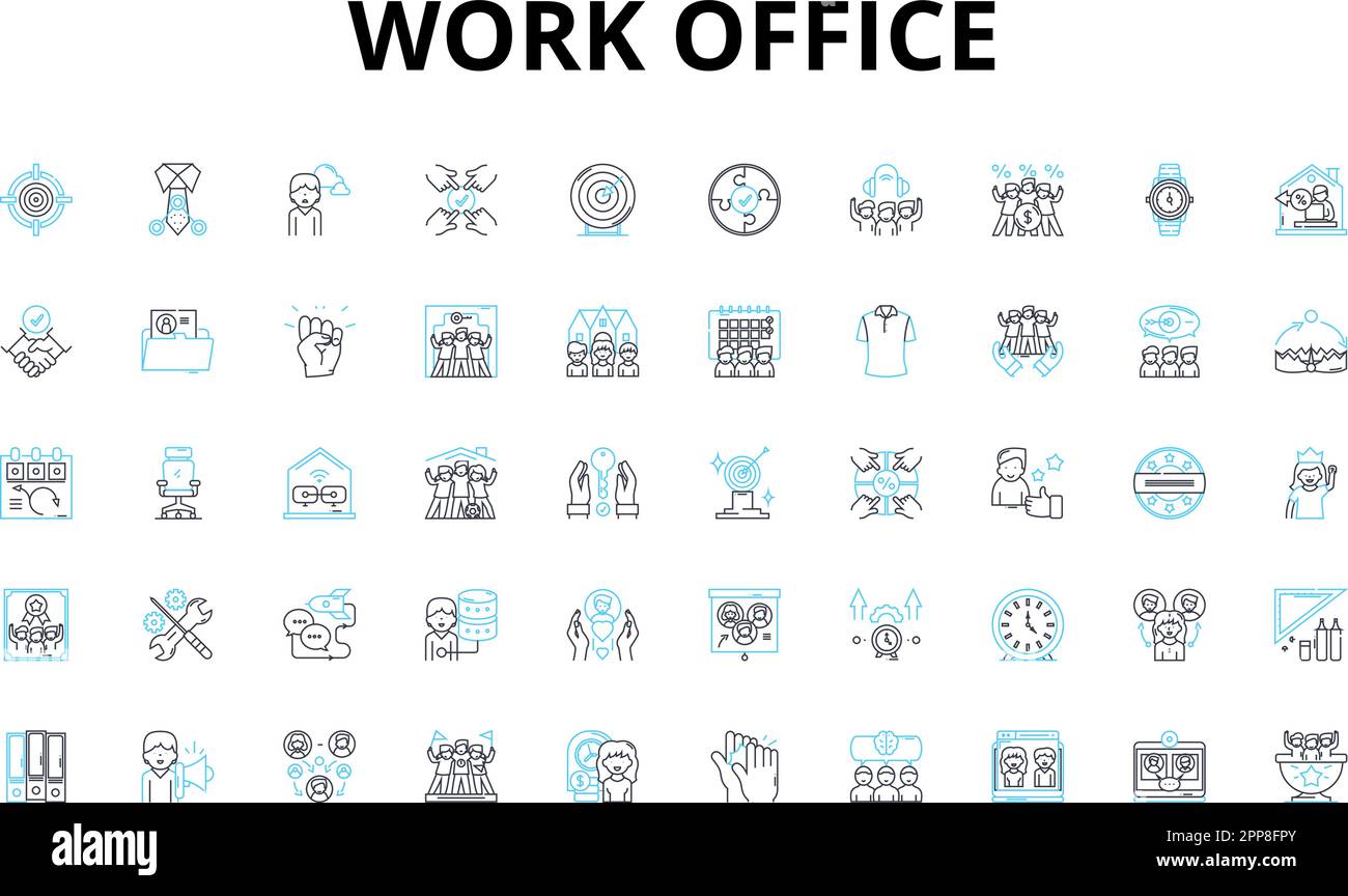 Work office linear icons set. Productivity, Organization, Collaboration ...