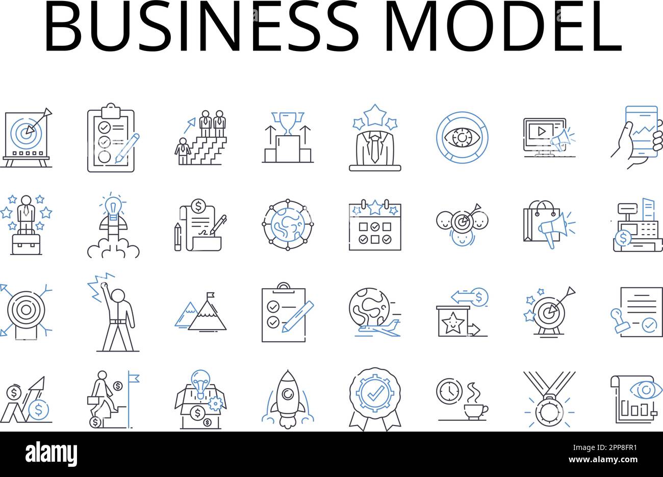 Business Model line icons collection. Sales Strategy, Marketing Plan ...