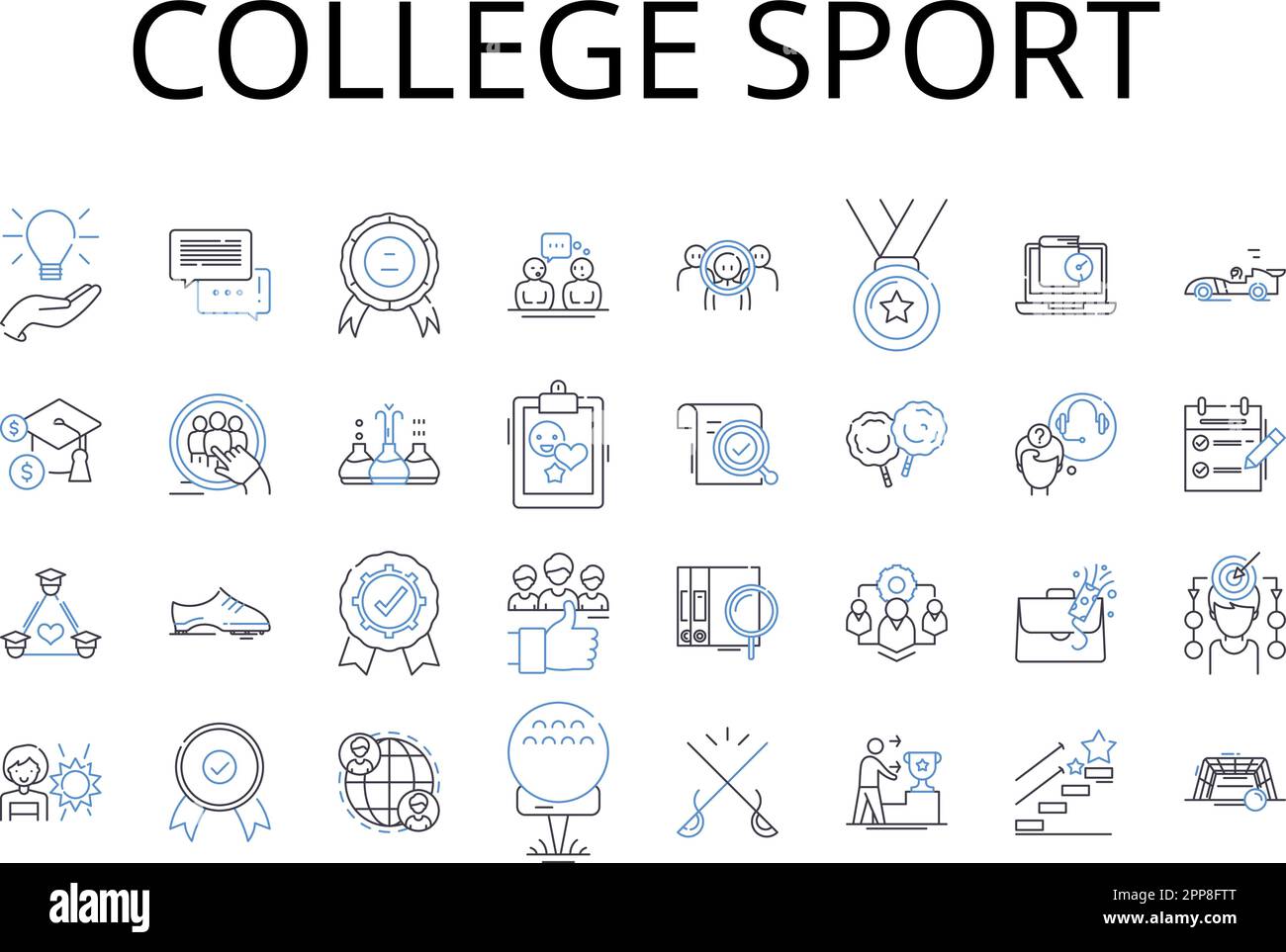 College sport line icons collection. Athletics, Varsity sports ...