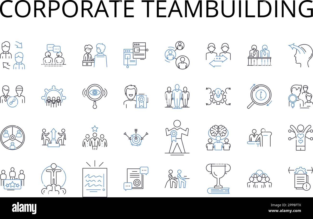 Corporate teambuilding line icons collection. Strategic planning ... Corporate teambuilding line icons collection. Strategic planning ...