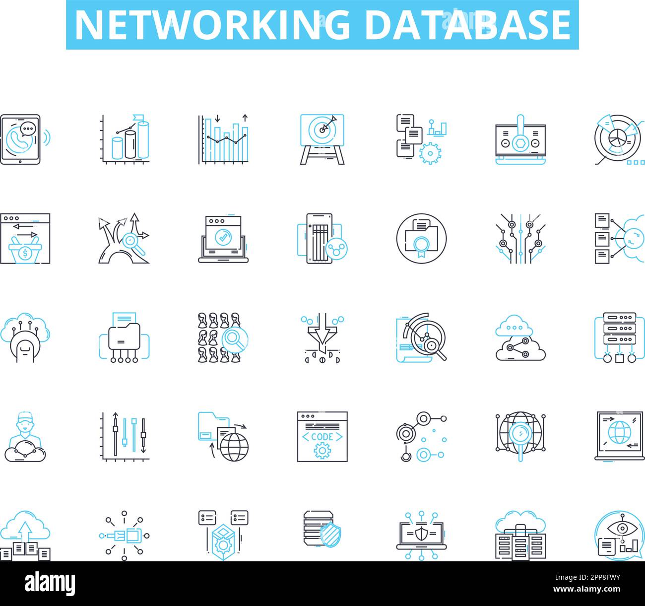 Networking database linear icons set. Connect, Collaboration ... Networking database linear icons set. Connect, Collaboration ...