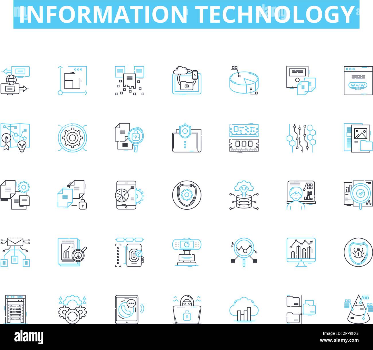 Information Technology Linear Icons Set Digital Nerk Cloud