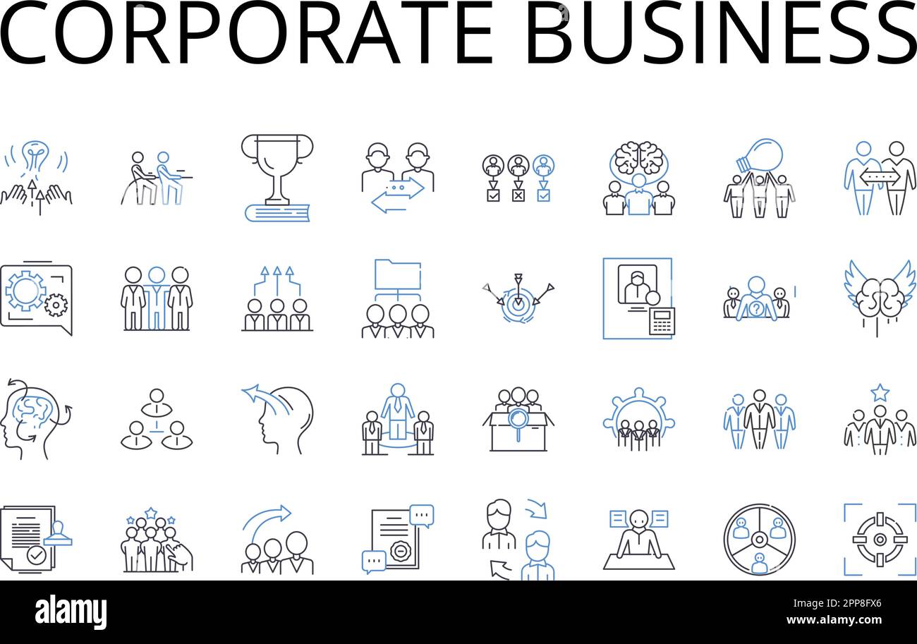 Corporate business line icons collection. Governmental administration ...