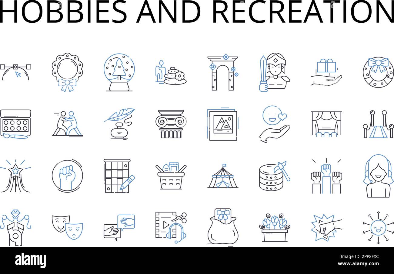 Hobbies and recreation line icons collection. Pastimes, Leisure ...