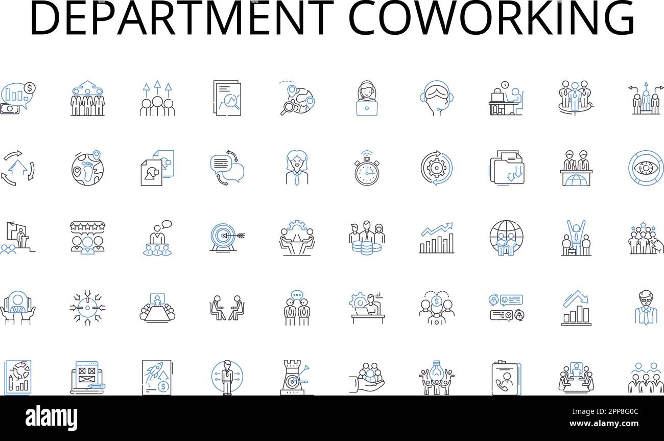 Department Coworking Line Icons Collection Diversification Asset