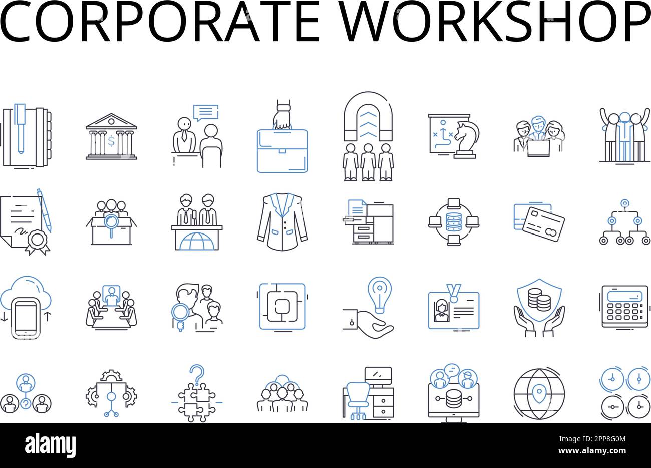 Corporate workshop line icons collection. Business seminar, Leadership ...