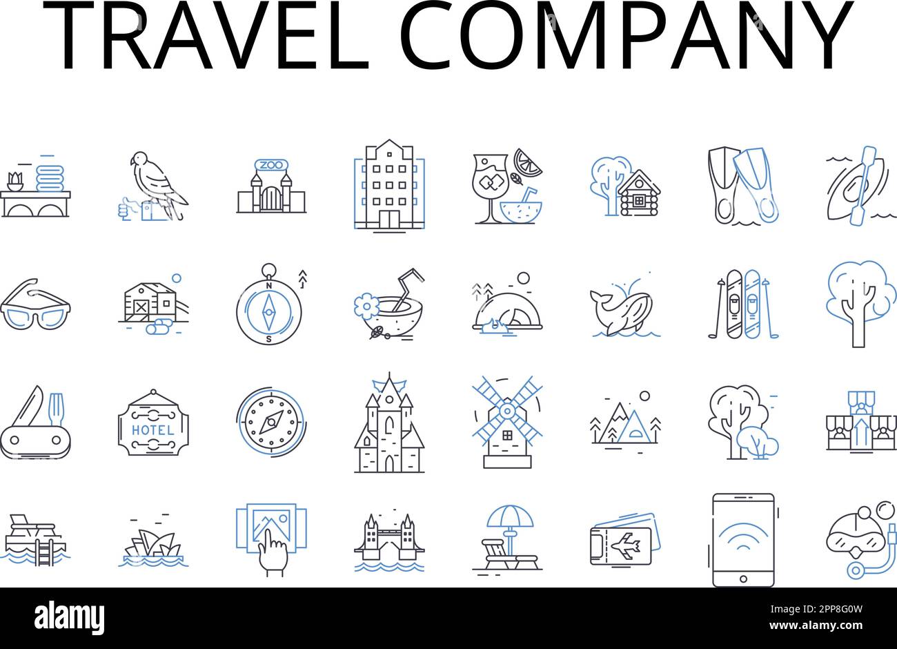 Travel company line icons collection. Adventure agency, Tour operator ... Travel company line icons collection. Adventure agency, Tour operator ...