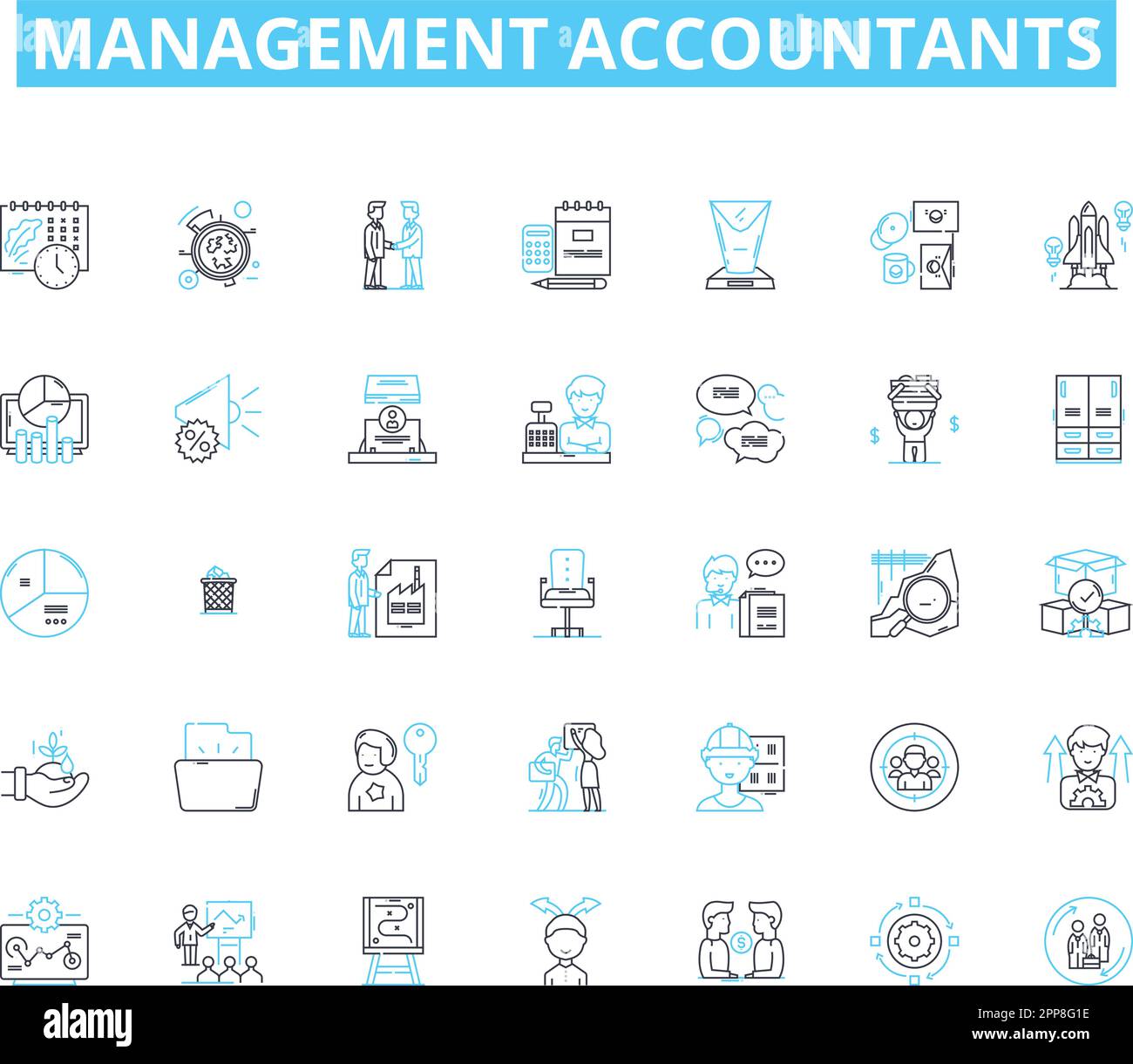 Management accountants linear icons set. Analysis, Budgeting ... Management accountants linear icons set. Analysis, Budgeting ...