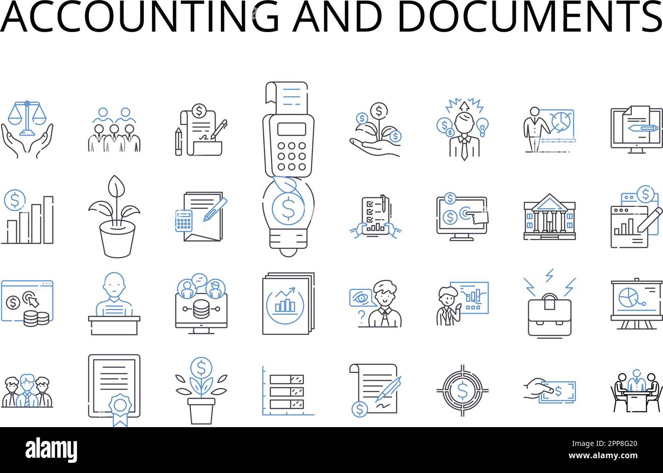 Accounting and documents line icons collection. Bookkeeping, Financial management, Record ...