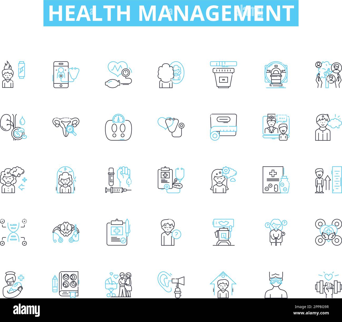 Health management linear icons set. Wellness, Fitness, Nutrition ...