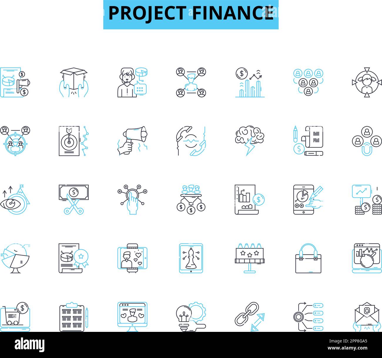 Project finance linear icons set. Funding, Investment, Capital, Risk ...