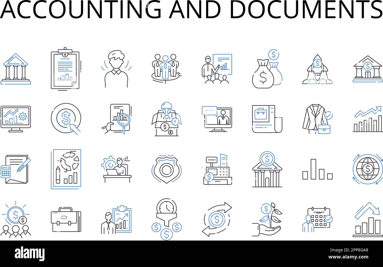 Accounting and documents line icons collection. Bookkeeping, Financial management, Record ...