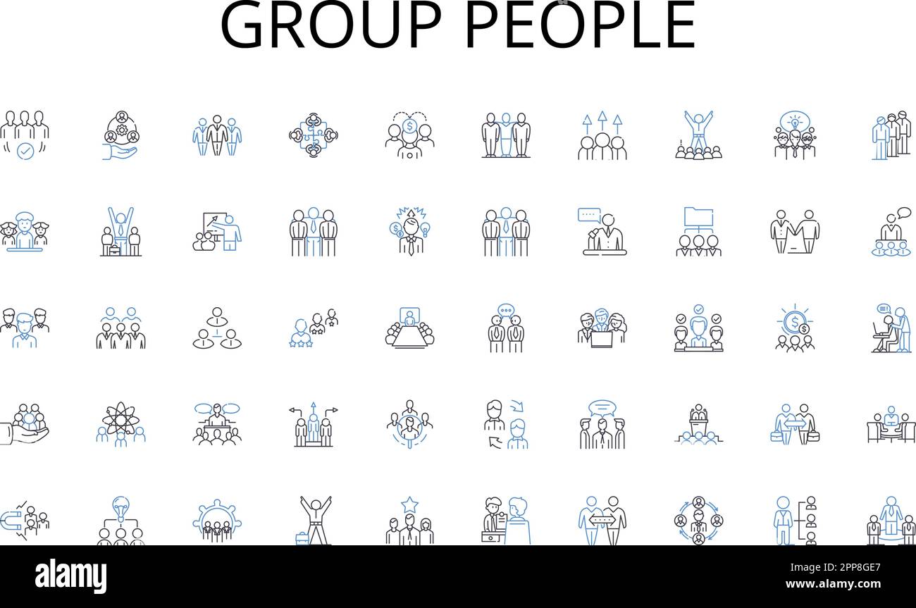 Group people line icons collection. Advertising, Branding, Campaign ...