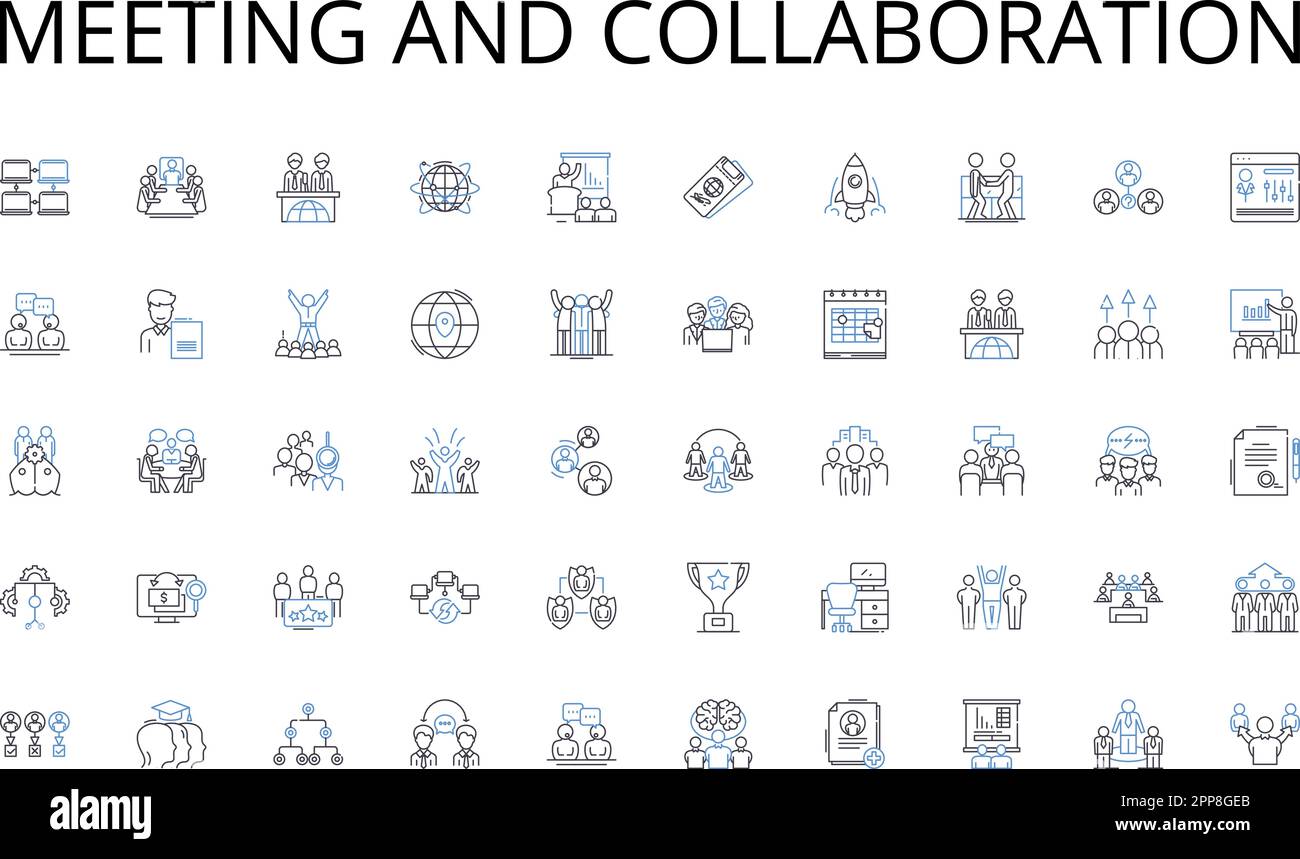 Meeting and collaboration line icons collection. Empowerment, Team building, Collaboration ...