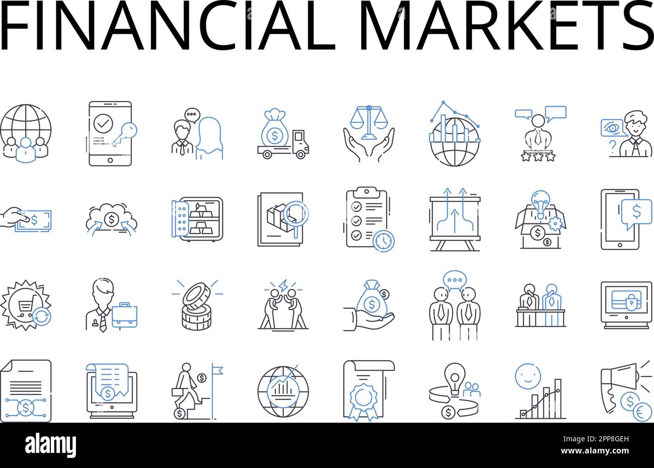 Financial markets line icons collection. Stock exchange, Investment ...