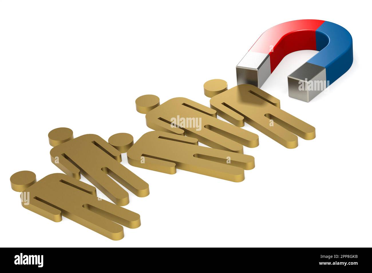 Magnet attract talent with golden puppet, 3d rendering Stock Photo - Alamy