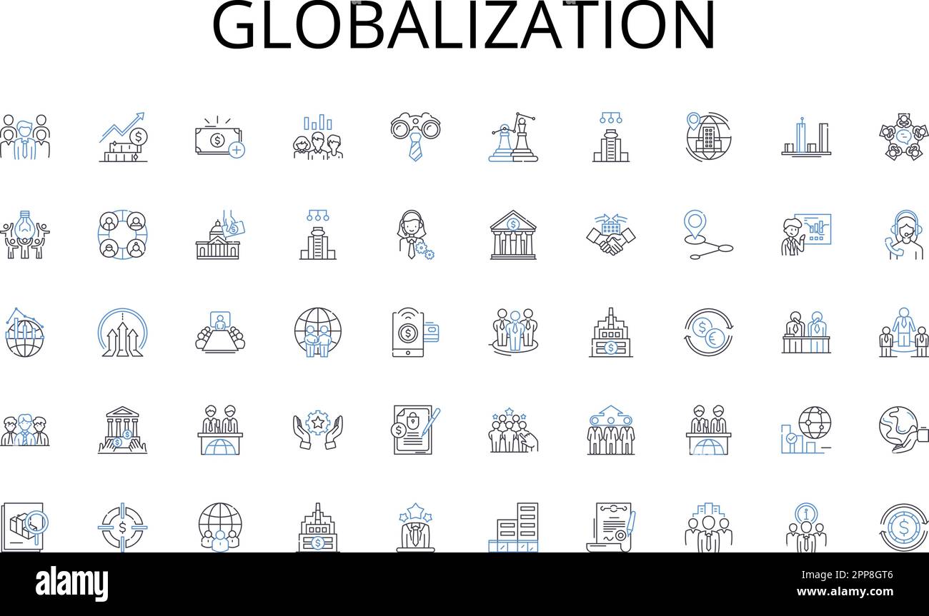 Globalization Line Icons Collection Oil Transmission Fluids Brakes Battery Filter Tire