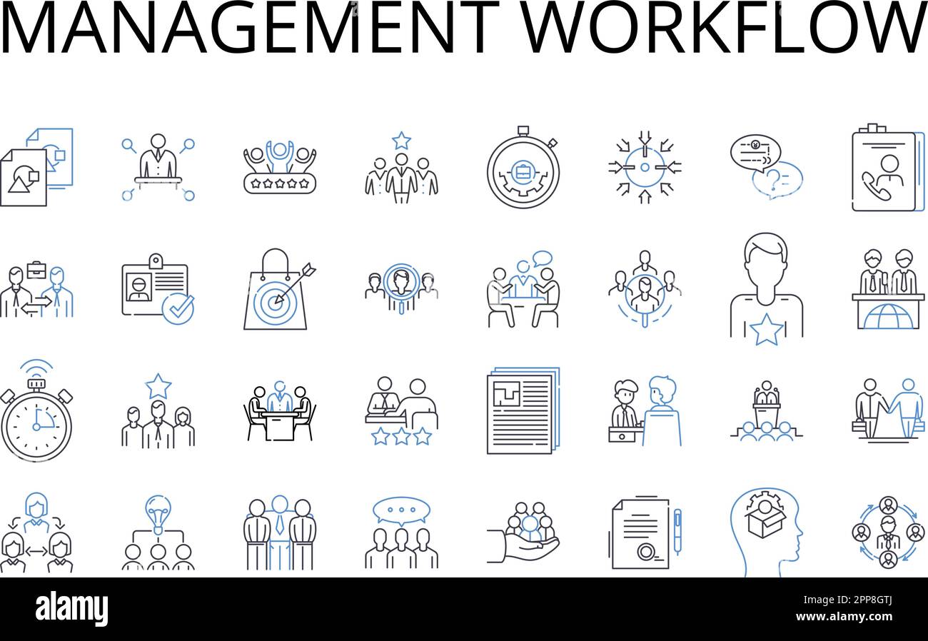 Management Workflow Line Icons Collection Project Management Creative
