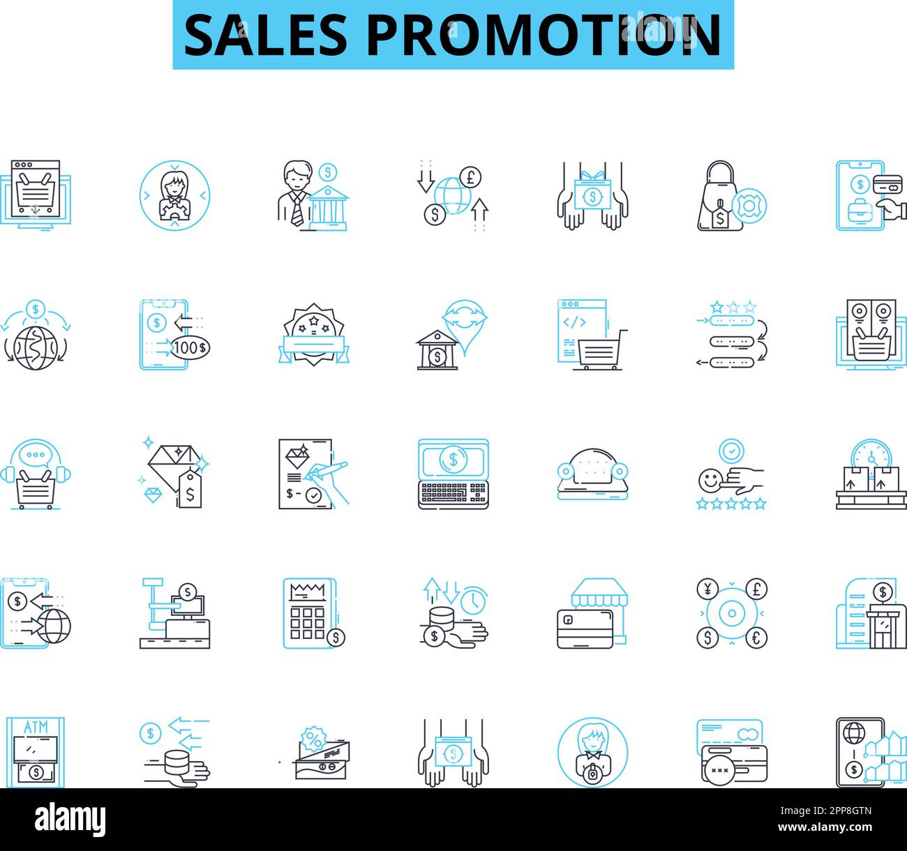Sales promotion linear icons set. Discount, Clearance, Sale, Rebate ...