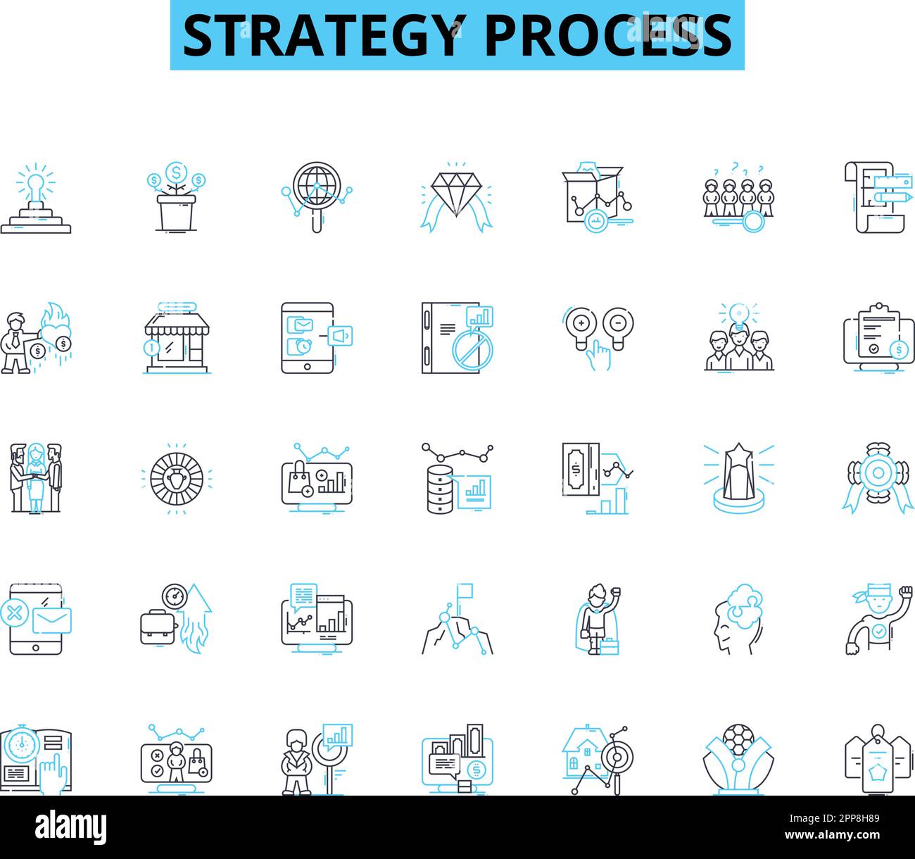 Strategy Process Linear Icons Set Planning Analysis Execution