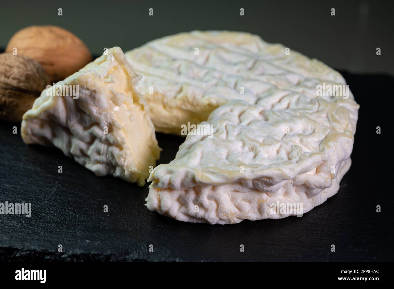 French cheeses collection, Saint-Félicien cow's milk cheese with white ...