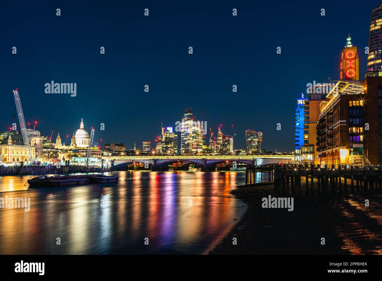 Blackfriars Bridge and Skyscrapers over River Thames, London, England ...