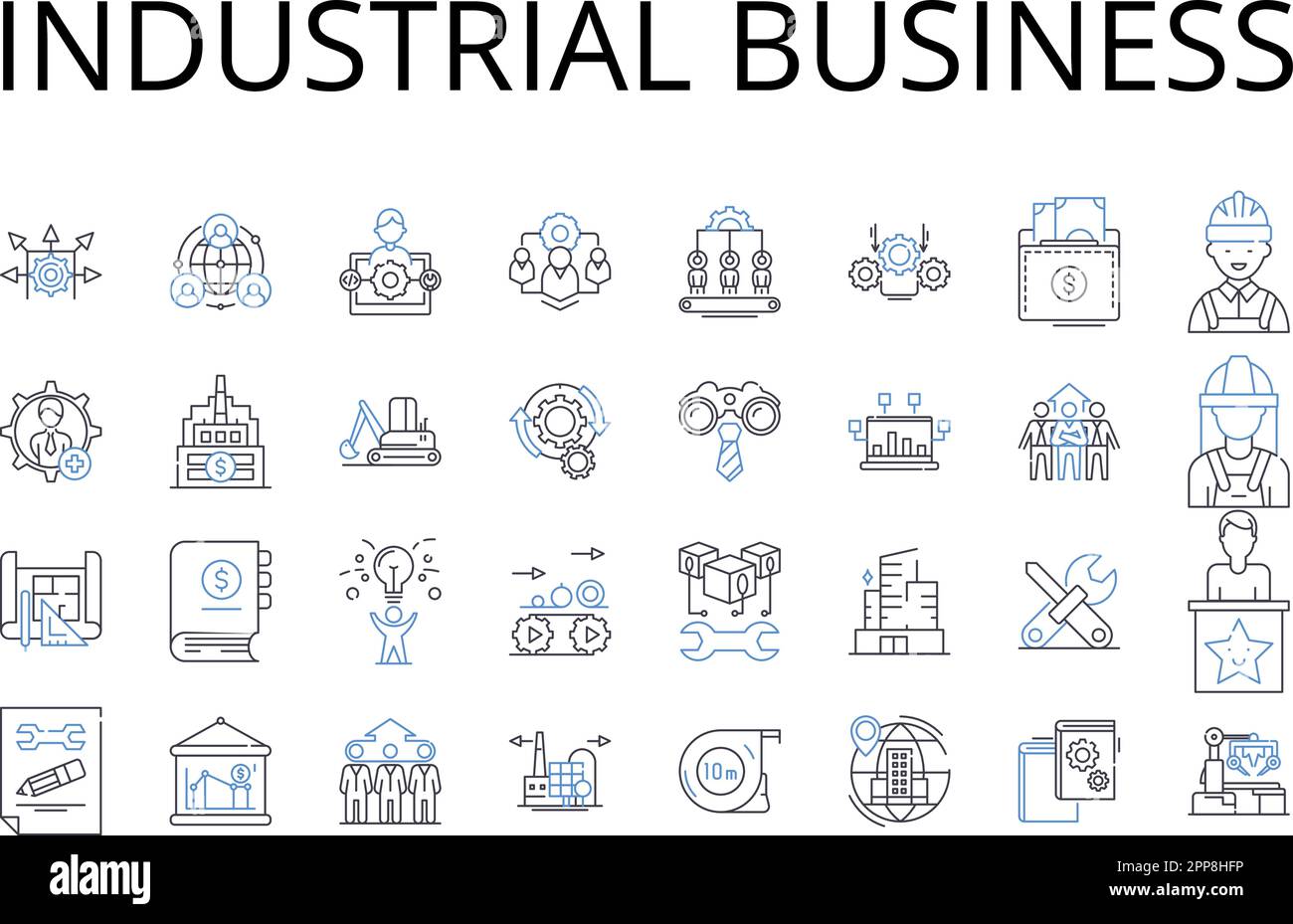 Industrial business line icons collection. Creative marketing ... Industrial business line icons collection. Creative marketing ...