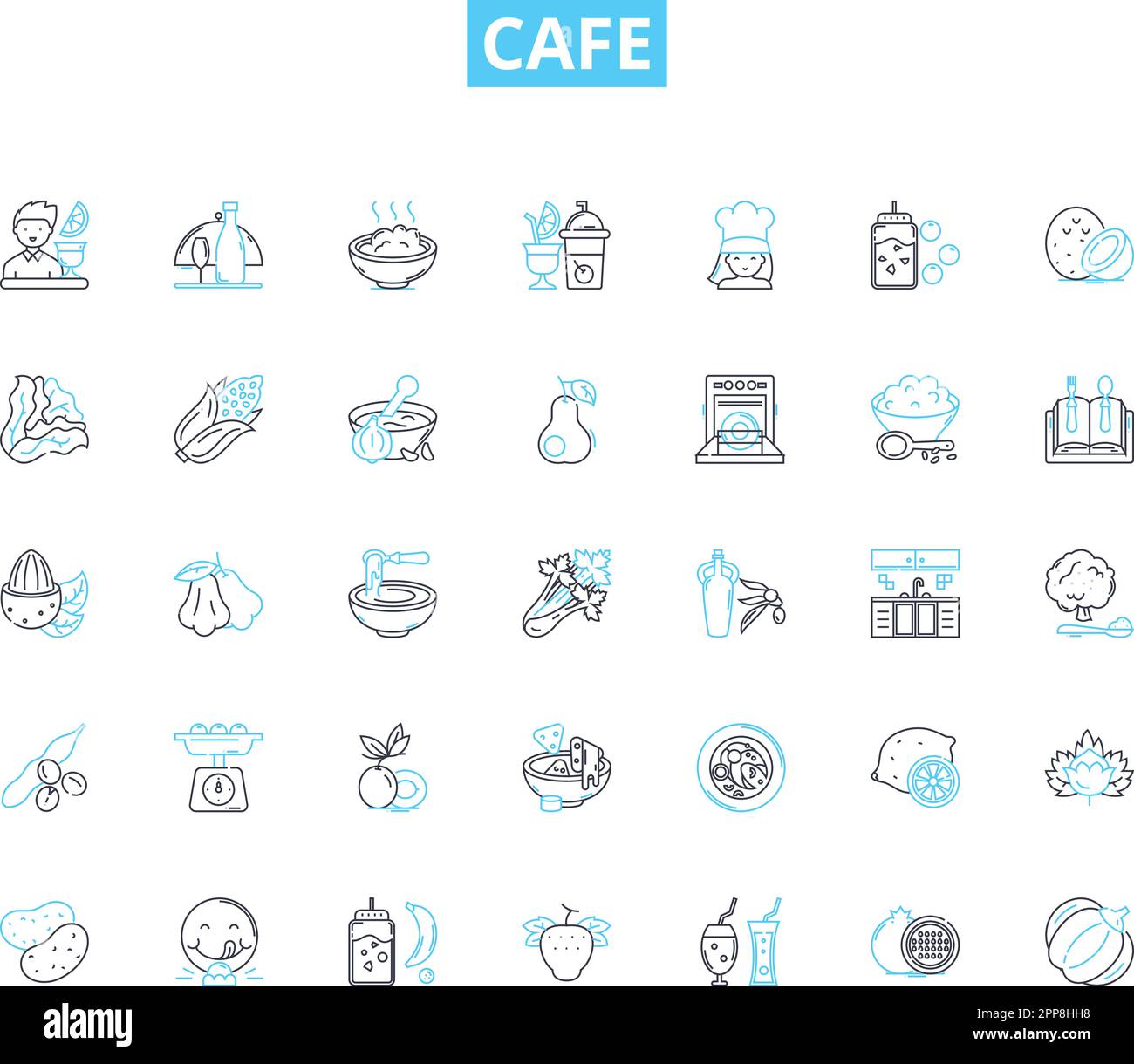 Cafe linear icons set. Cozy, Espresso, Sandwiches, Breakfast, Artisan ...