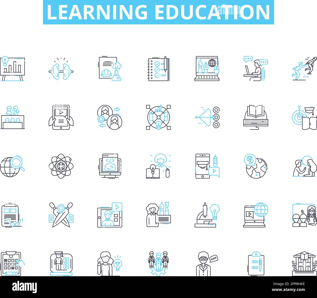 Learning education linear icons set. Knowledge, Growth, Insight ...