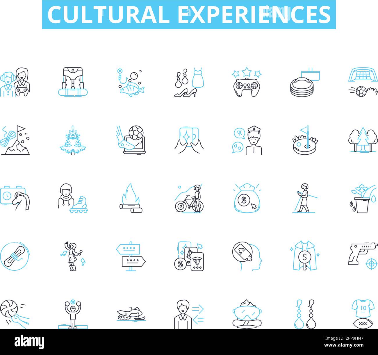 Cultural experiences linear icons set. Diversity, Immersion, Tradition ...