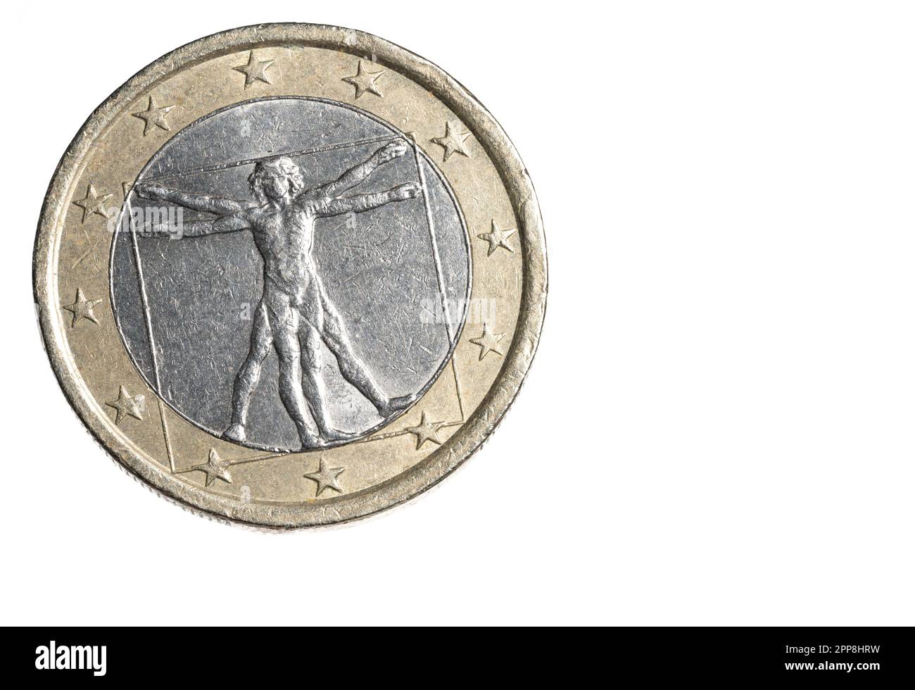 Macro Extreme close-up of a 1 one euro bimetal coin of the European ...